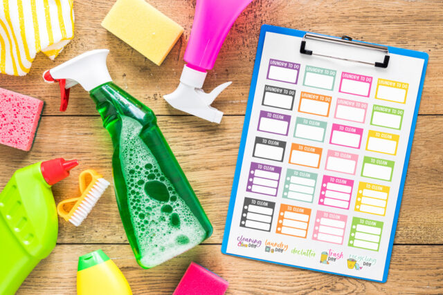 Free Cleaning Stickers for Planners - Digital Planner Stickers Included