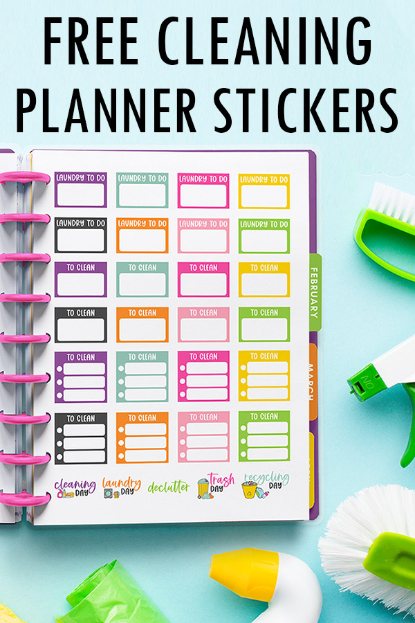 Free Cleaning Stickers for Planners - Digital Planner Stickers Included