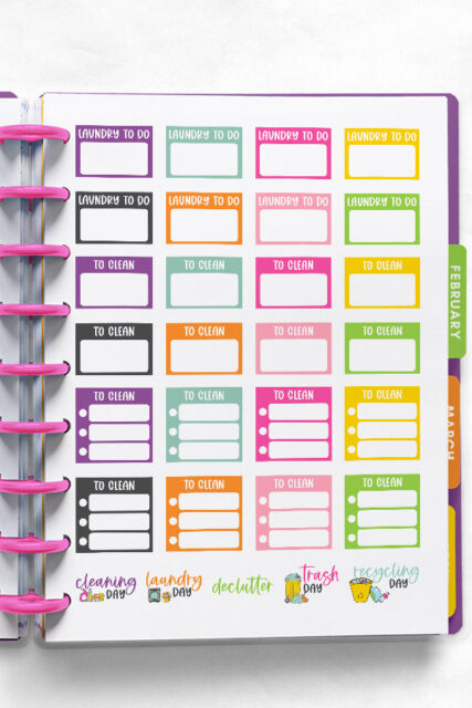 Free Cleaning Stickers for Planners - Digital Planner Stickers Included
