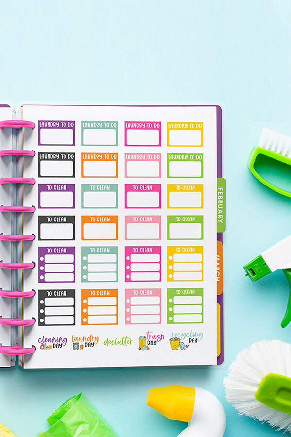 Free Cleaning Stickers for Planners - Digital Planner Stickers Included