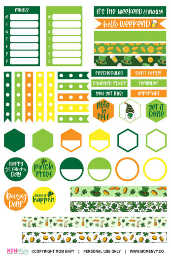 Saint Patrick's Day Stickers - Free Printable & Digital Planner Stickers