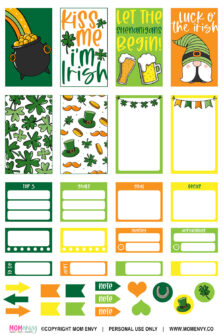 Saint Patrick's Day Stickers - Free Printable & Digital Planner Stickers
