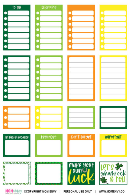 Saint Patrick's Day Stickers - Free Printable & Digital Planner Stickers