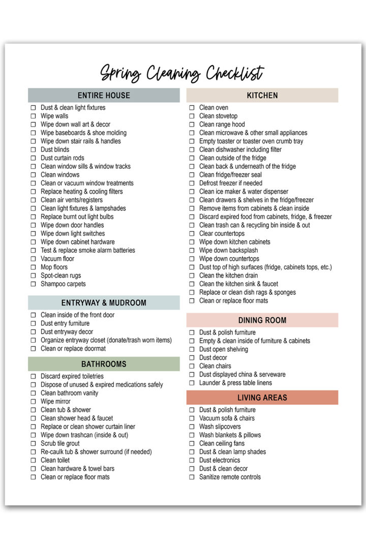 Spring Cleaning Checklist - Free Customizable Printable List Included