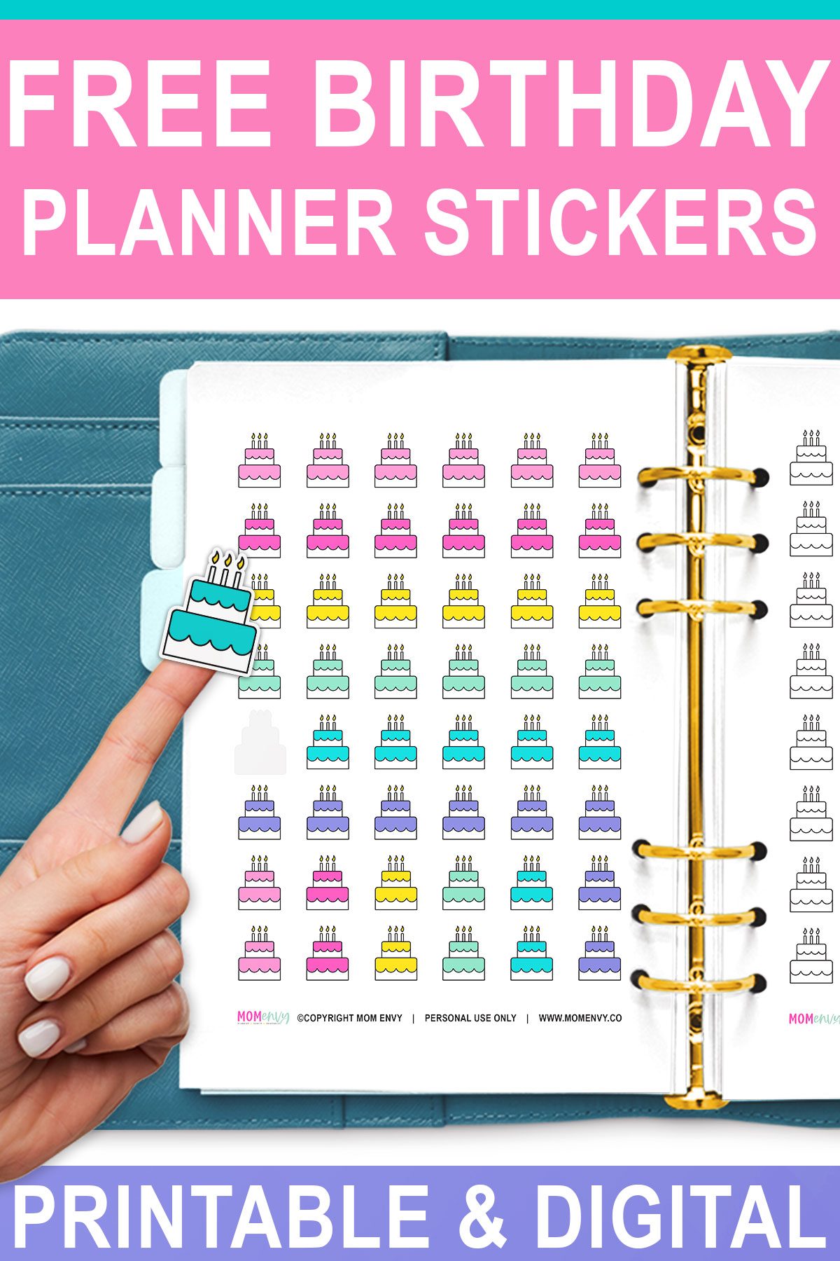 Birthday Planner Stickers - Free Birthday Cake Stickers