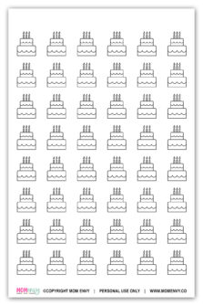 Birthday Planner Stickers - Free Birthday Cake Stickers