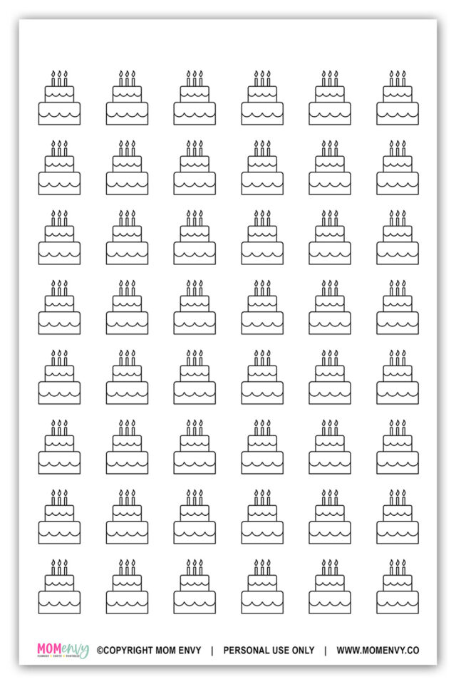 Birthday Planner Stickers - Free Birthday Cake Stickers