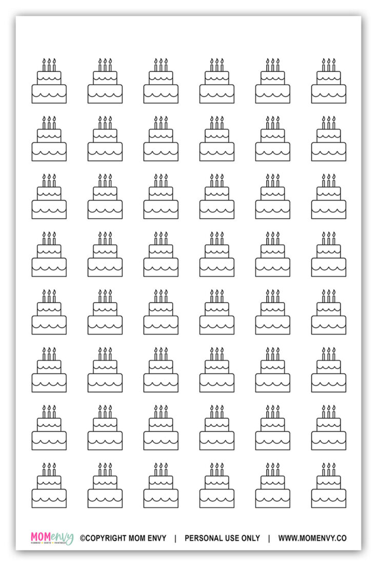 Birthday Planner Stickers - Free Birthday Cake Stickers