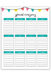 Birthday Tracker Template - Free Birthday Calendar Printables