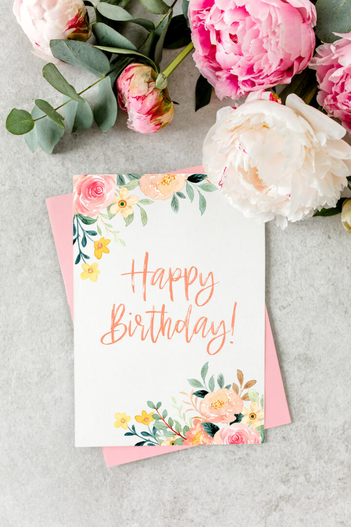 Flower Birthday Card - 8 Free Printable Floral Birthday Cards