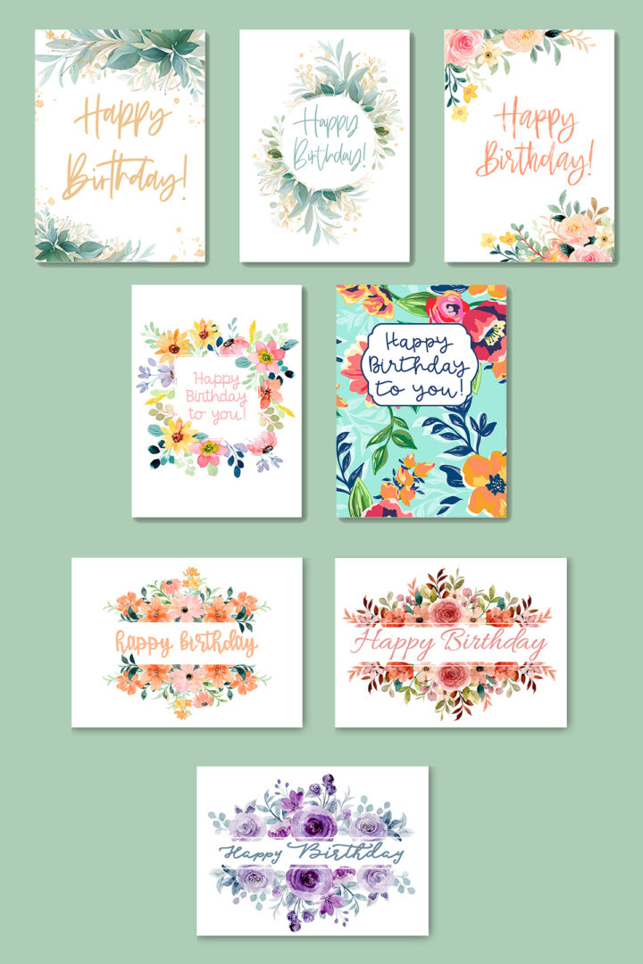 Flower Birthday Card - 8 Free Printable Floral Birthday Cards
