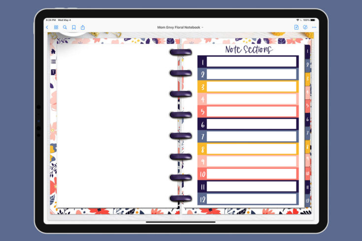 Free Digital Notebook - Floral Design