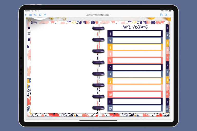 Free Digital Notebook - Floral Design