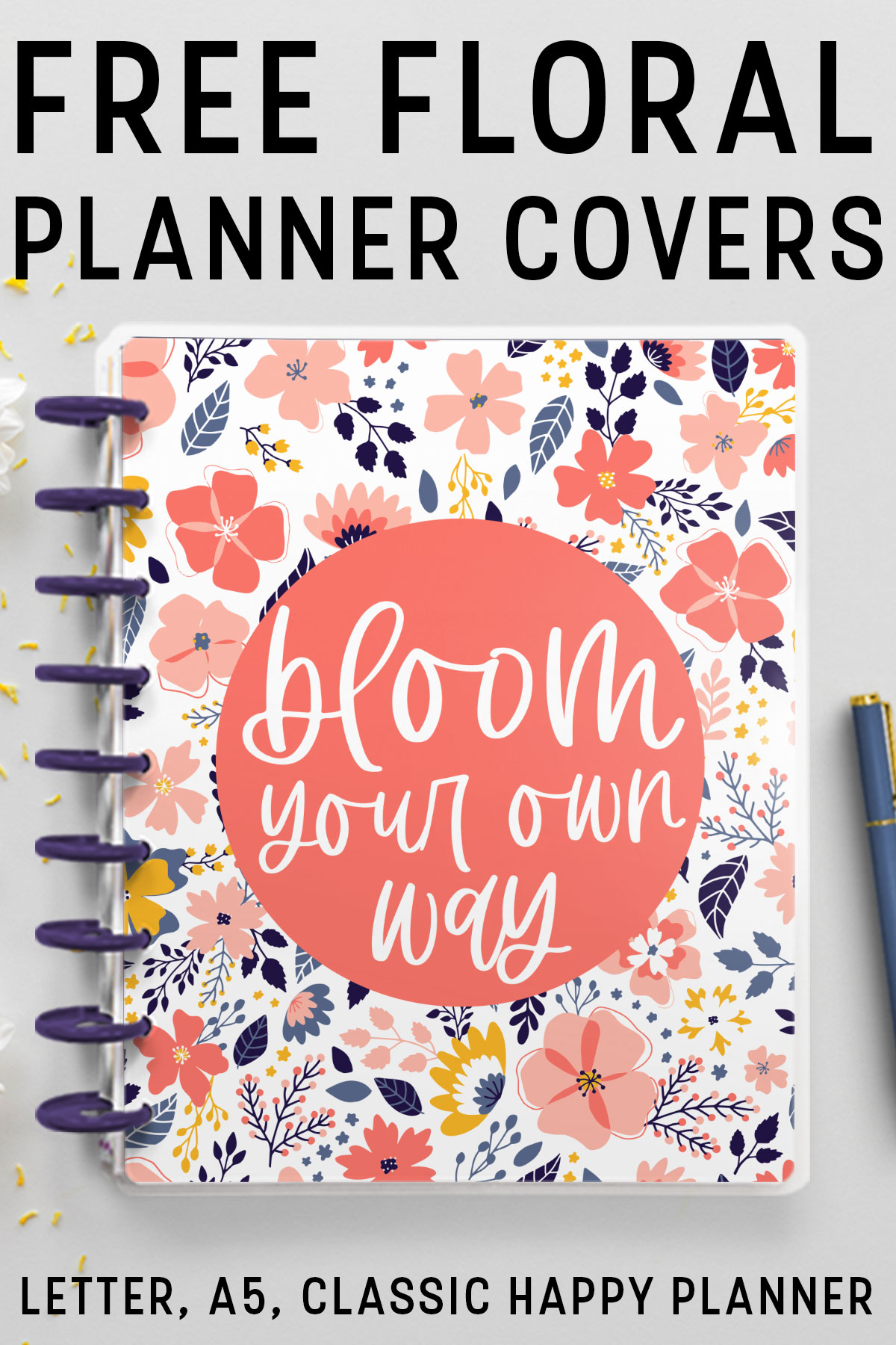Free Floral Planner Cover Printables