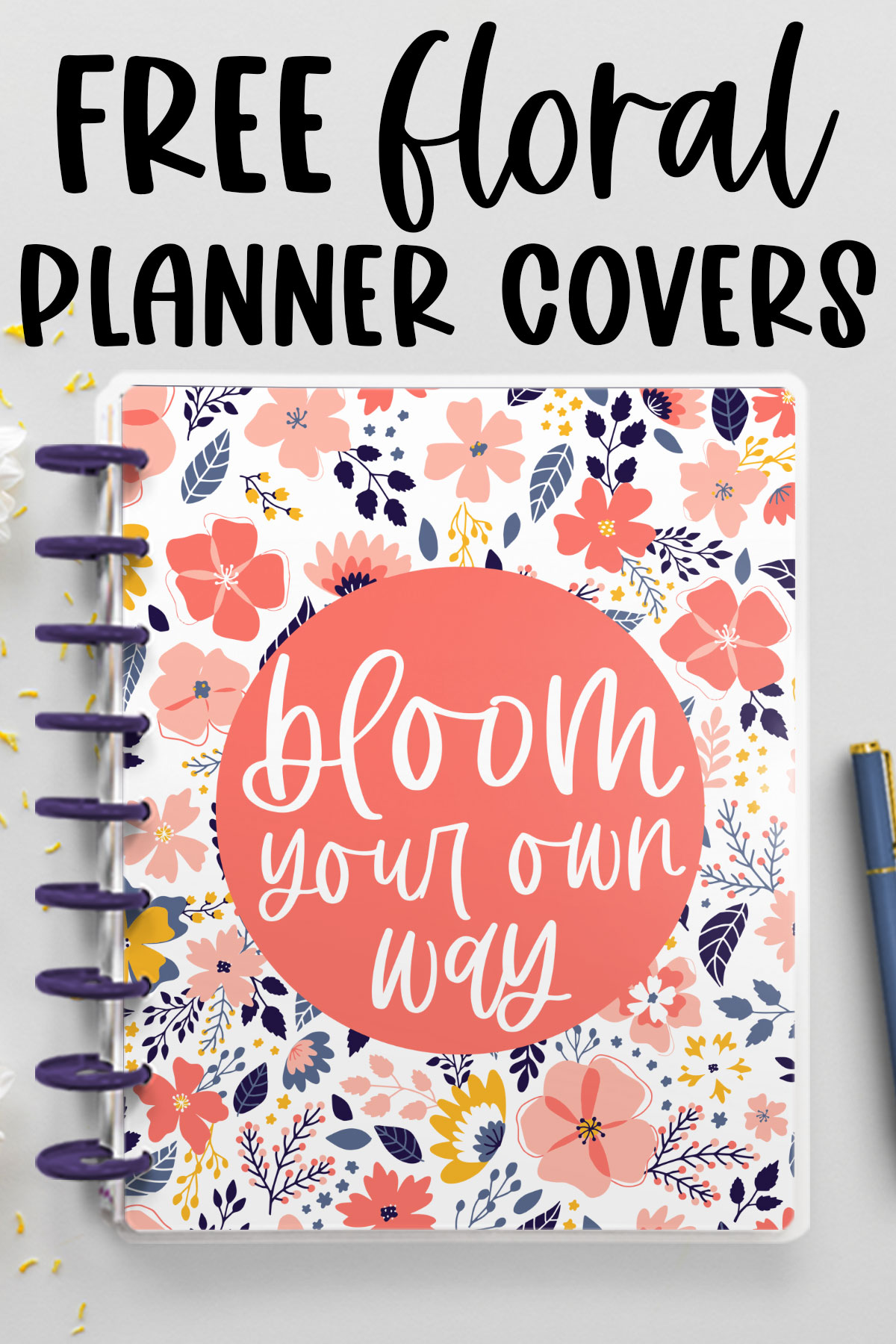 Free Floral Planner Cover Printables