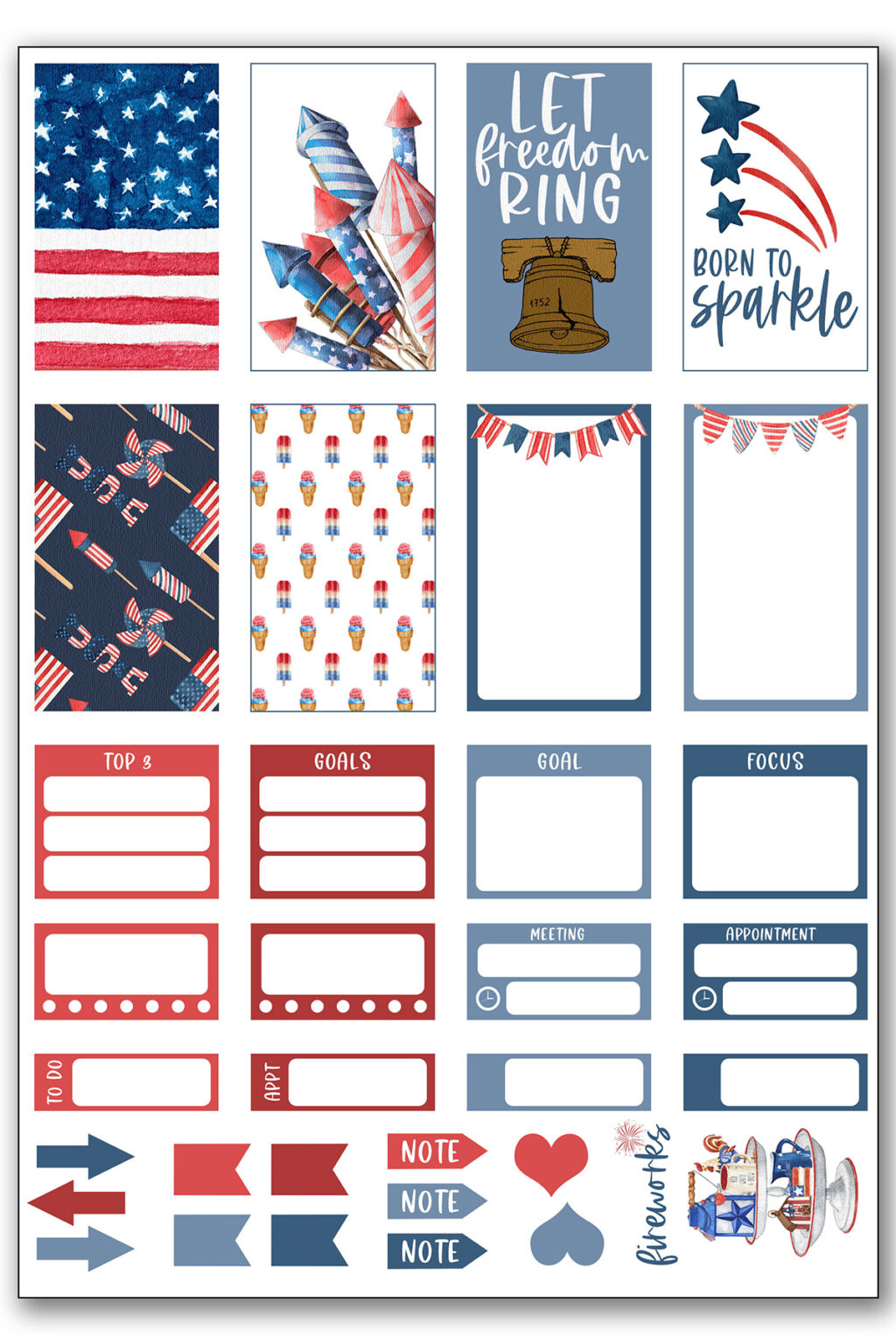 Fourth of July Planner Stickers - Free Patriotic Printable and Digital ...