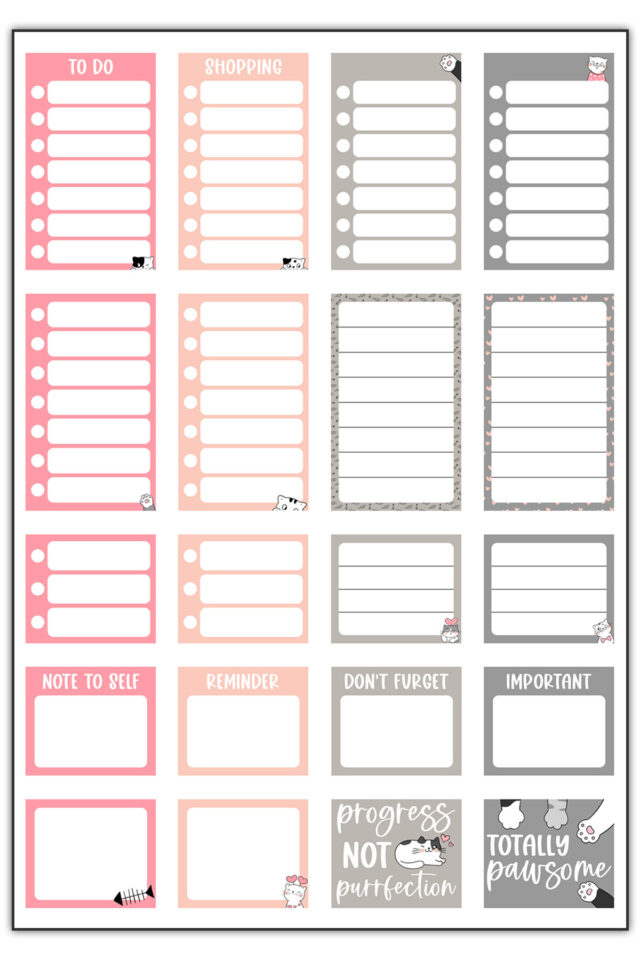 Cat Planner Stickers - Free Digital and Printable Cat Stickers
