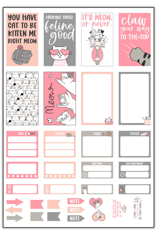 Cat Planner Stickers - Free Digital and Printable Cat Stickers