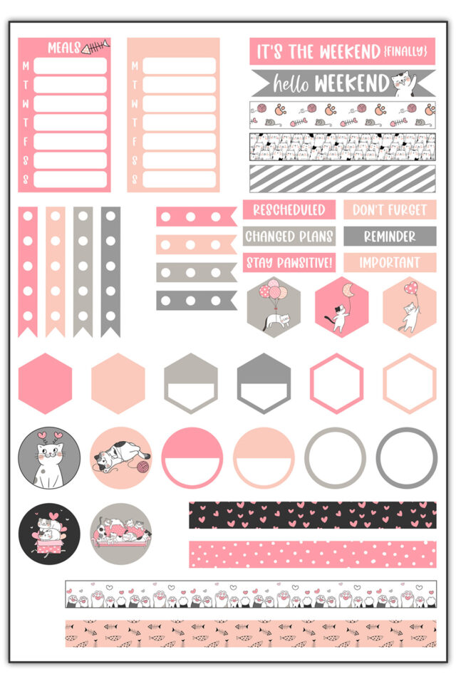 Cat Planner Stickers - Free Digital and Printable Cat Stickers