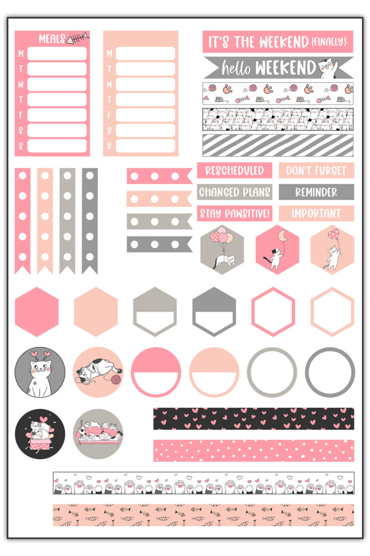 Cat Planner Stickers - Free Digital and Printable Cat Stickers