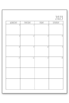 Free Printable 2023 Calendar - Simple Black and White Calendar