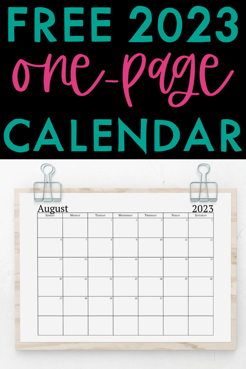 2023 Printable Calendar - One Page Design