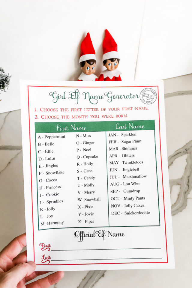 Christmas Elf Name Generator Printable - Free Elf on the Shelf Printable