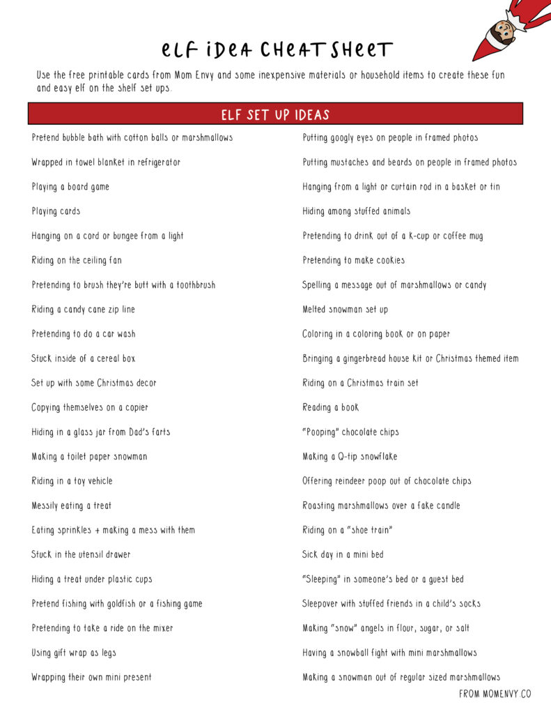 Elf on the Shelf Ideas for Home - Free Printable Elf on the Shelf ...