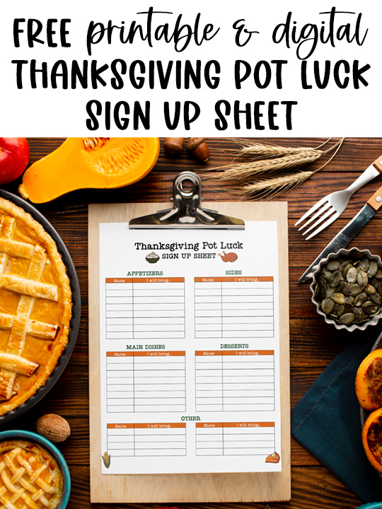 Free Printable Thanksgiving Potluck Sign Up Sheet Set Google Sheets