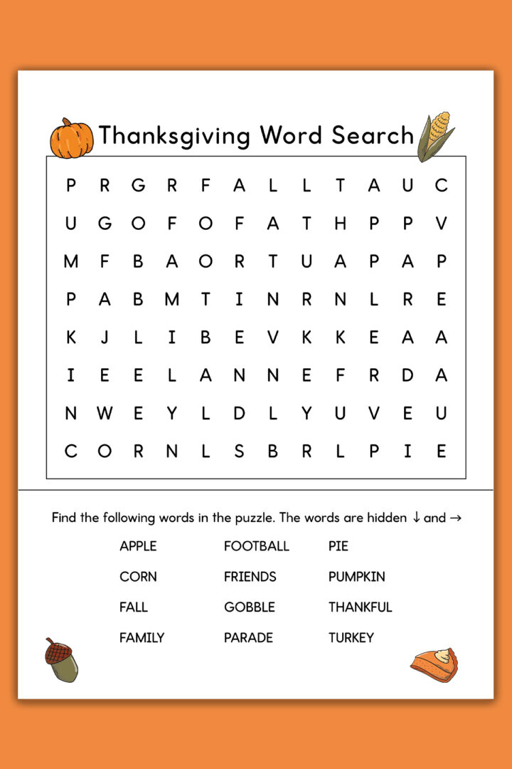 Thanksgiving Word Search Printable Set - 3 Varying Levels of Difficulty ...