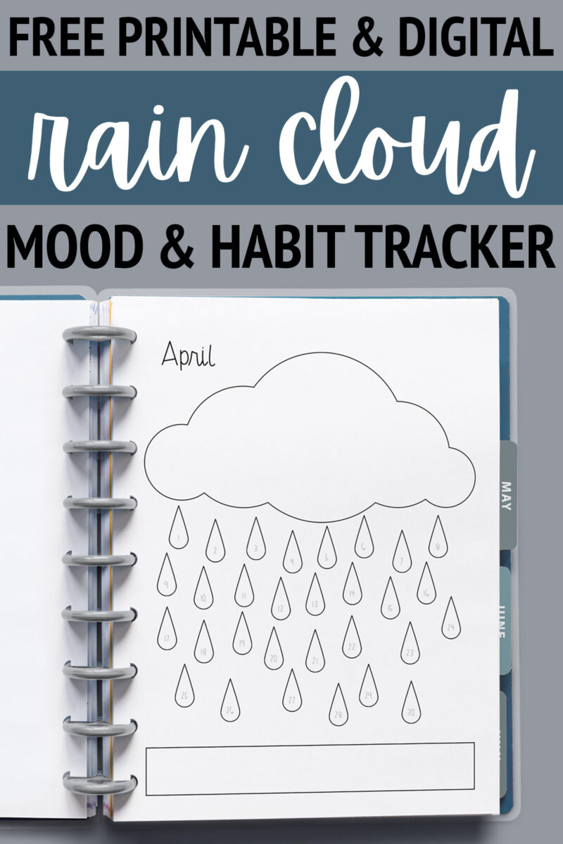 Free Digital and Printable Mood Tracker Set - Rain Cloud Theme