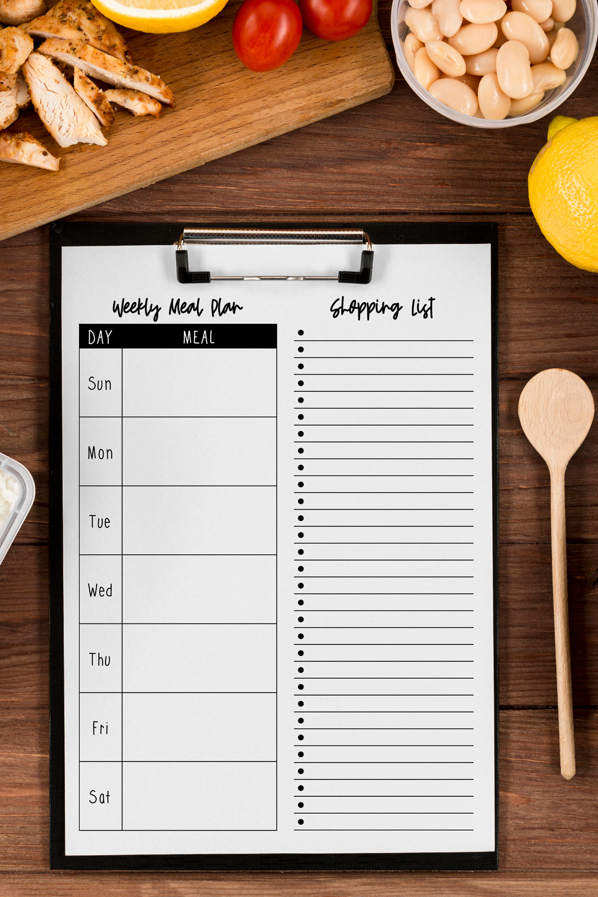Printable Weekly Meal Planner with Grocery List