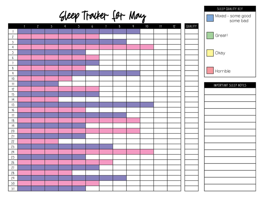 Sleep Tracker Printable and Digital Planner Files