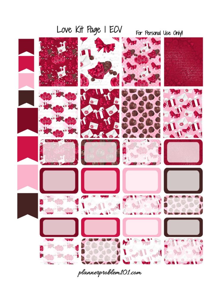 Valentines Day Stickers - Free Valentine Printables for your Planner