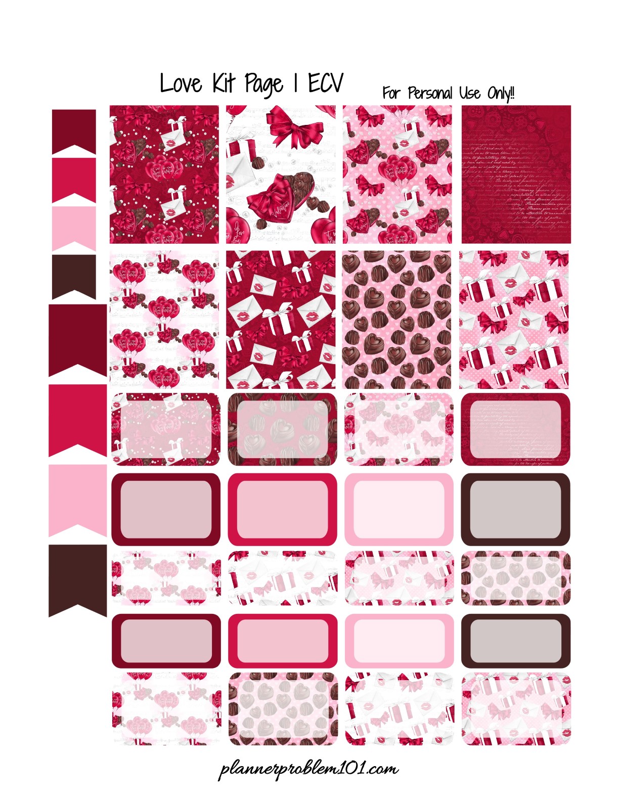 Valentines Day Stickers - Free Valentine Printables for your Planner