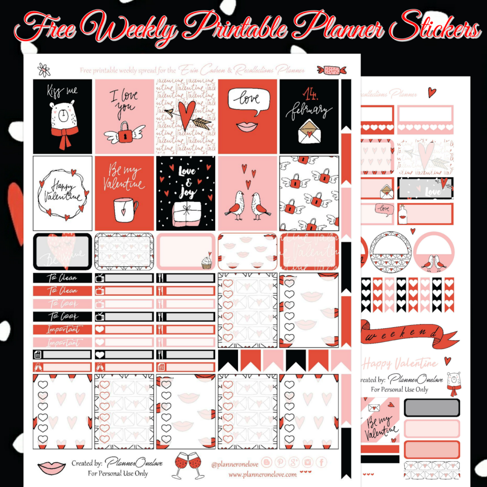 Valentines Day Stickers - Free Valentine Printables for your Planner