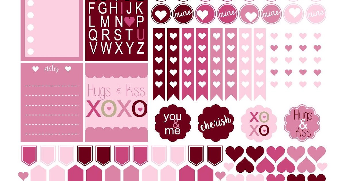 Valentines Day Stickers - Free Valentine Printables for your Planner