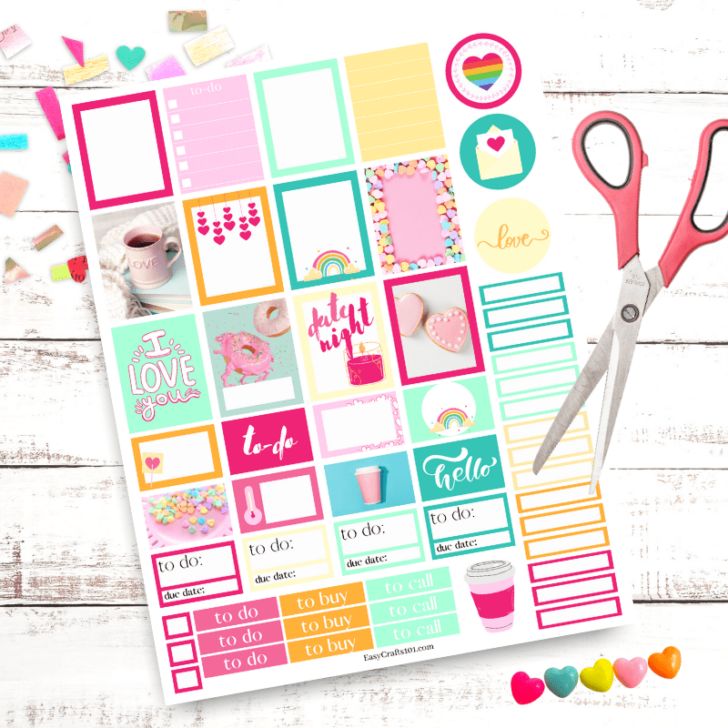 Valentines Day Stickers - Free Valentine Printables for your Planner