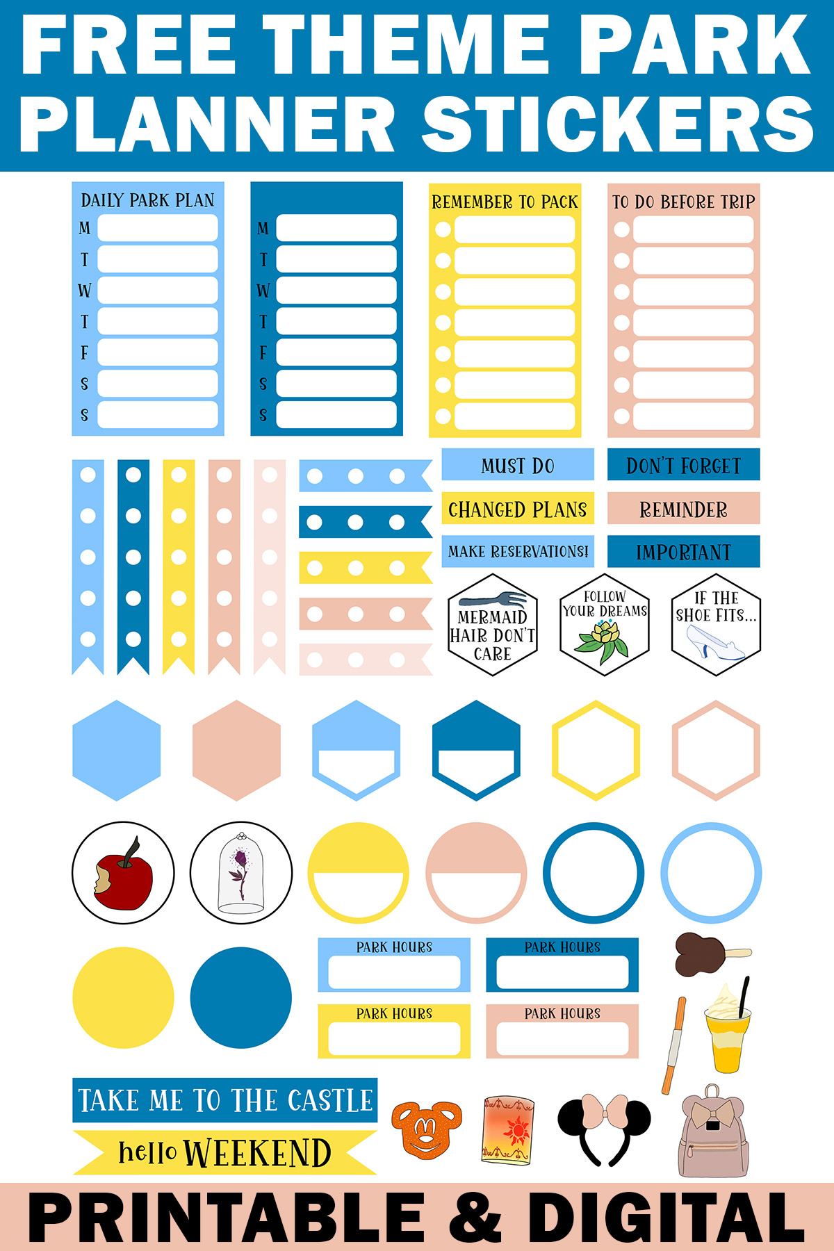 99 Free Theme Park Planner Stickers: Perfect for Disney