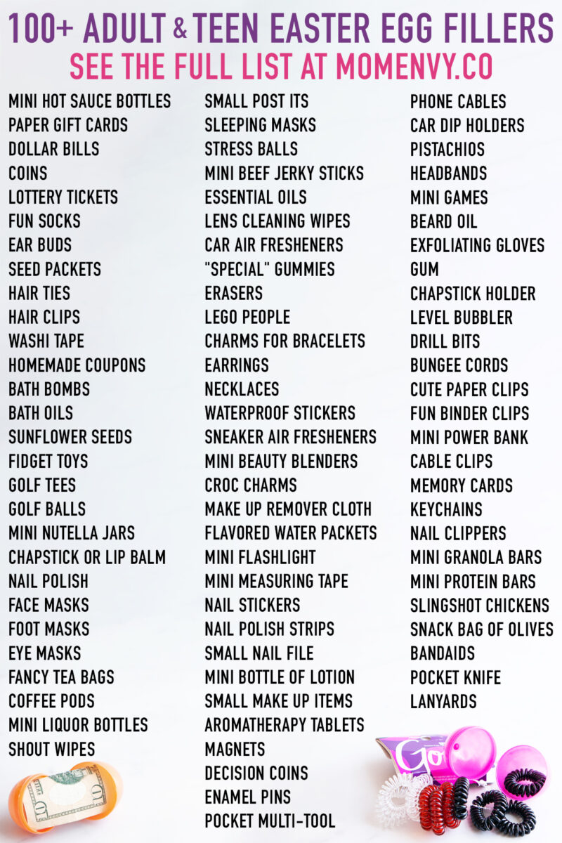 Easter Egg Filler Ideas for Adults and Teens: Over 100 Ideas