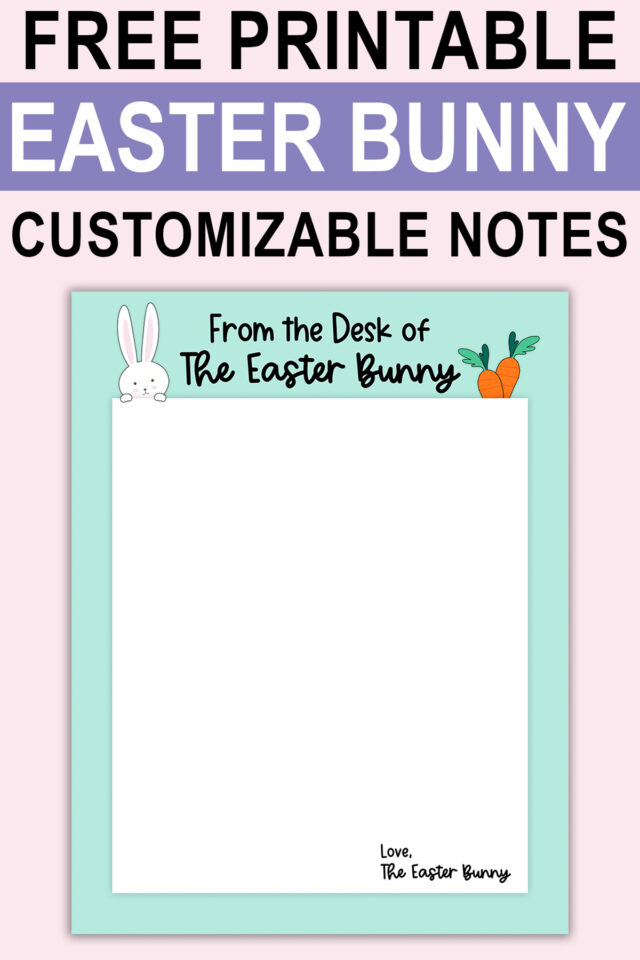 Free Easter Bunny Note Printable: Editable Letter Templates