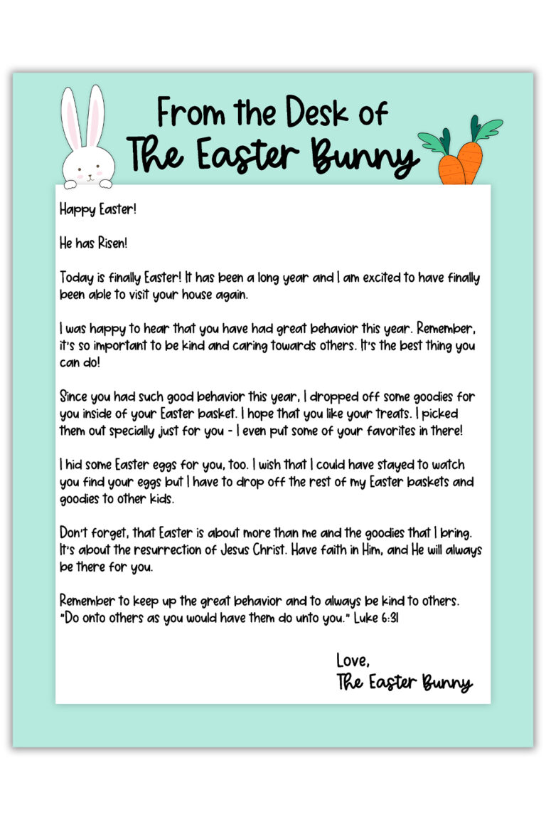 Free Easter Bunny Note Printable: Editable Letter Templates