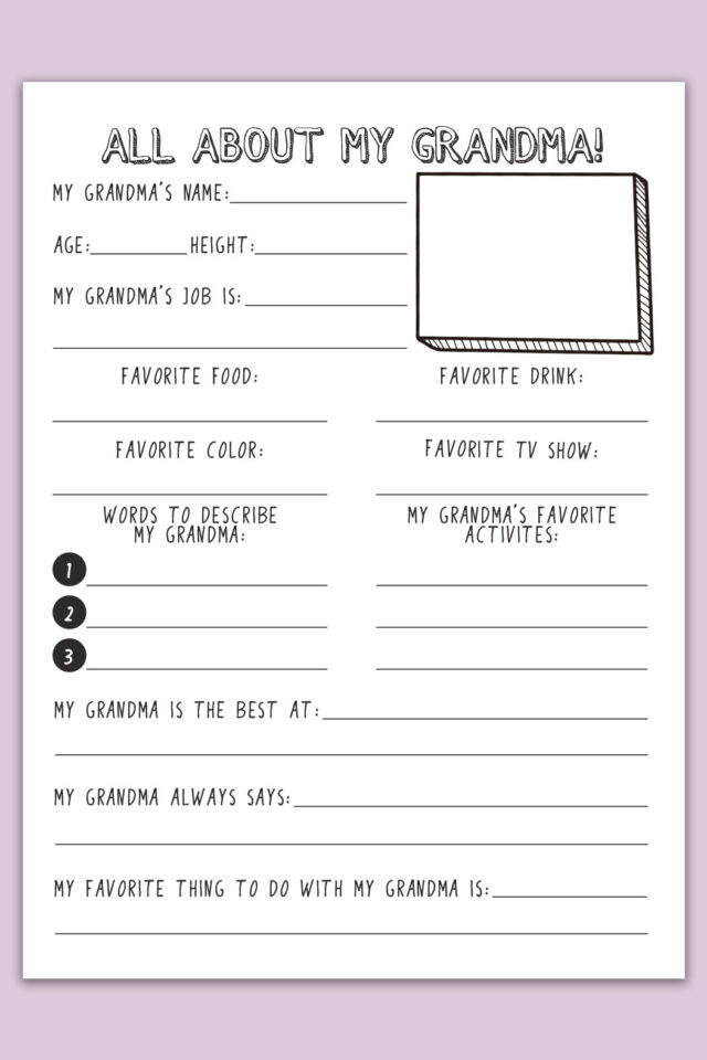 Free Mother's Day All About My Mom or Grandma Printable