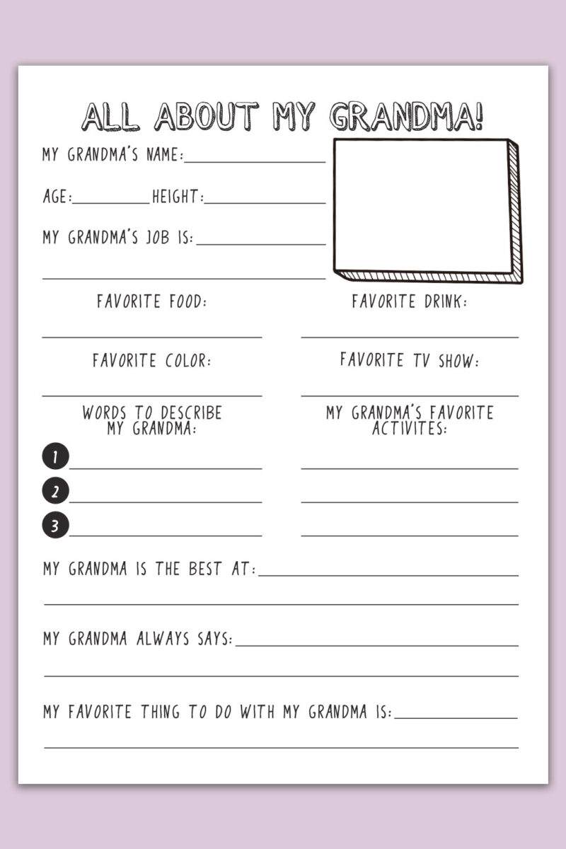Free Mother's Day All About My Mom or Grandma Printable