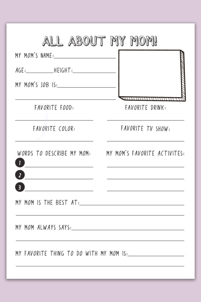 Free Mother's Day All About My Mom or Grandma Printable
