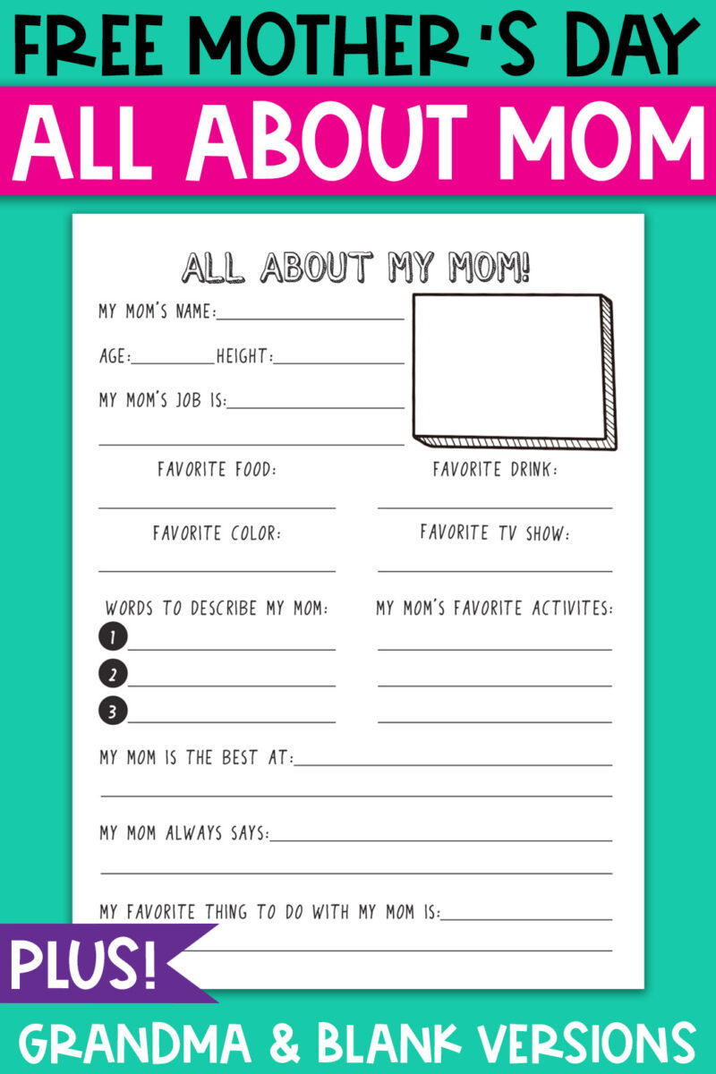 Free Mother's Day All About My Mom or Grandma Printable