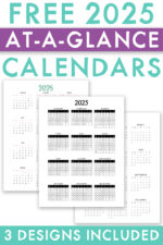 Free 2025 & 2024 Year at a Glance Calendar Printable Templates