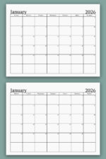 Free 2026 and 2025 Printable Calendar: One Page Monthly Templates