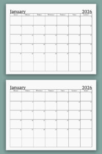 Free 2026 and 2025 Printable Calendar: One Page Monthly Templates