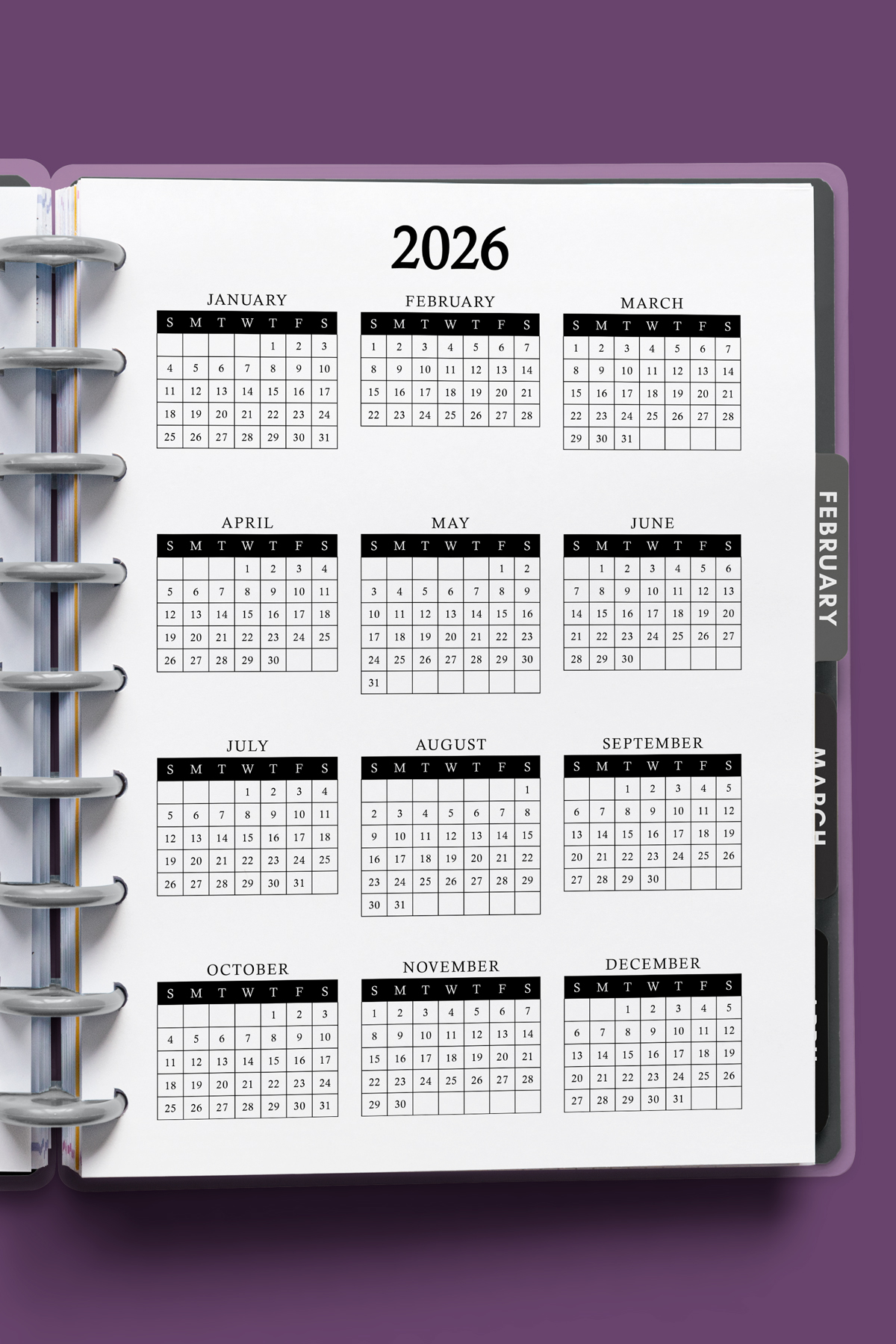 Free 2026 & 2025 Year at a Glance Calendar Printable Templates